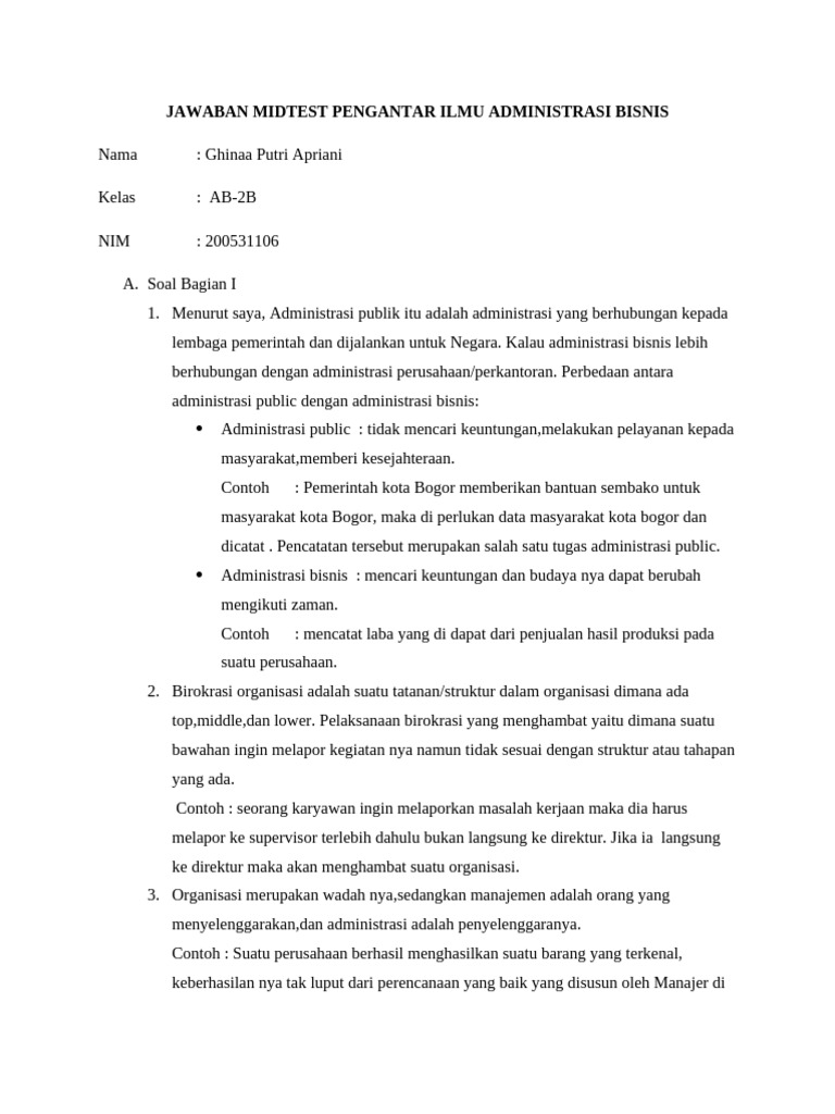 Ghinaa Putri Apriani - AB2B - Jawaban Uts | PDF