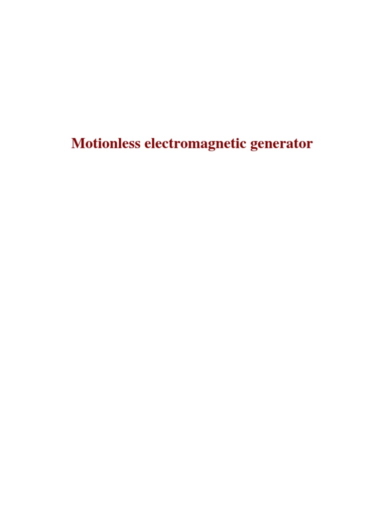Motionless Electromagnetic Generator | PDF | Inductor | Magnetic Field