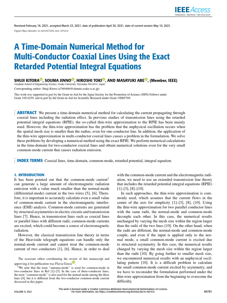 Kitora 等 - 2021 - A Time-Domain Numerical Method for Multi-Conductor | PDF | Transmission Line ...
