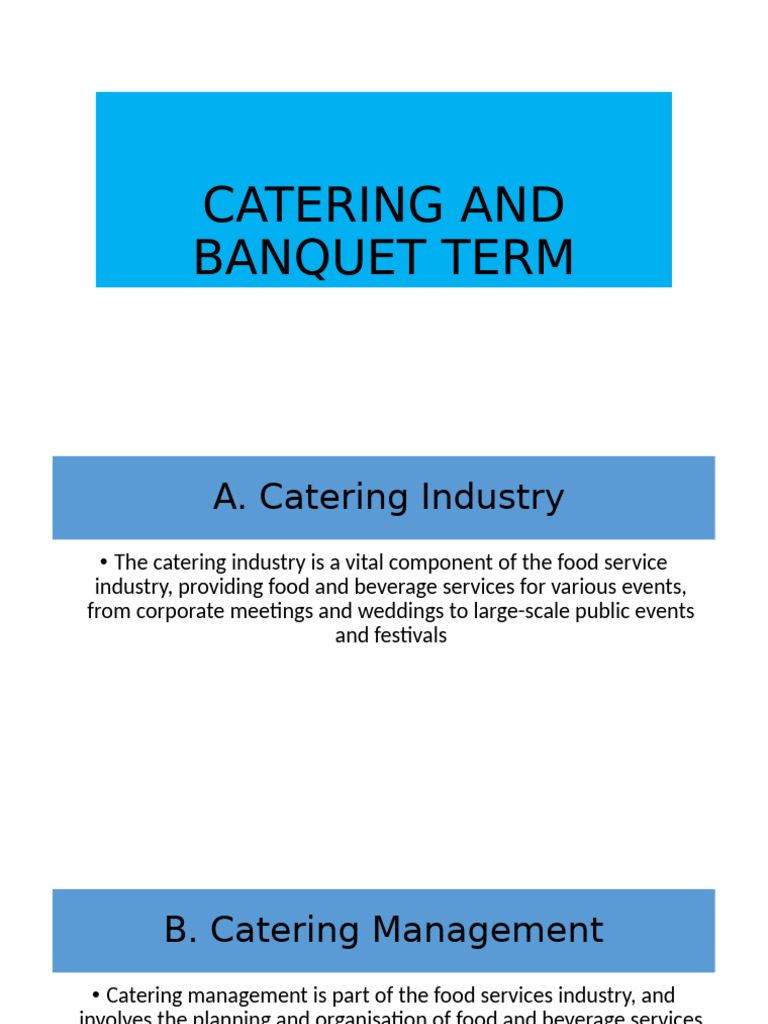 Catering and Banquet Overview Guide | PDF | Hors D'oeuvre | Foodservice
