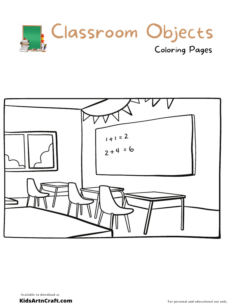 Classroom Objects Coloring Pages | PDF