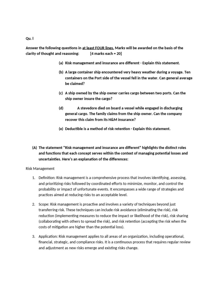 Risk Management & Marine Insurance | PDF | Insurance | Risk