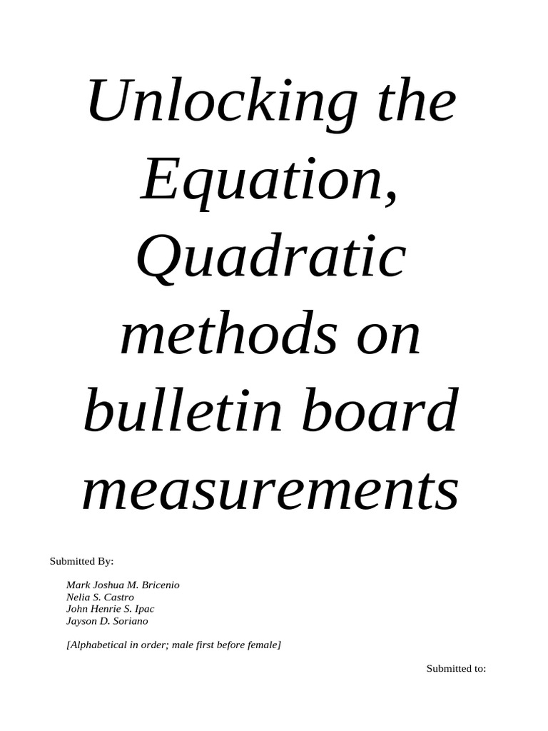 Quadratic Methods Performance Task | PDF | Mathematics