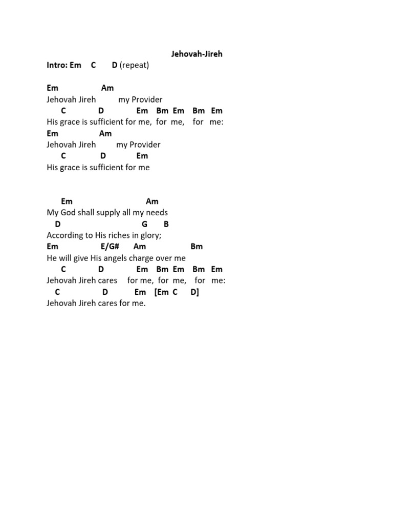 Jehovah Jireh Song Lyrics | PDF