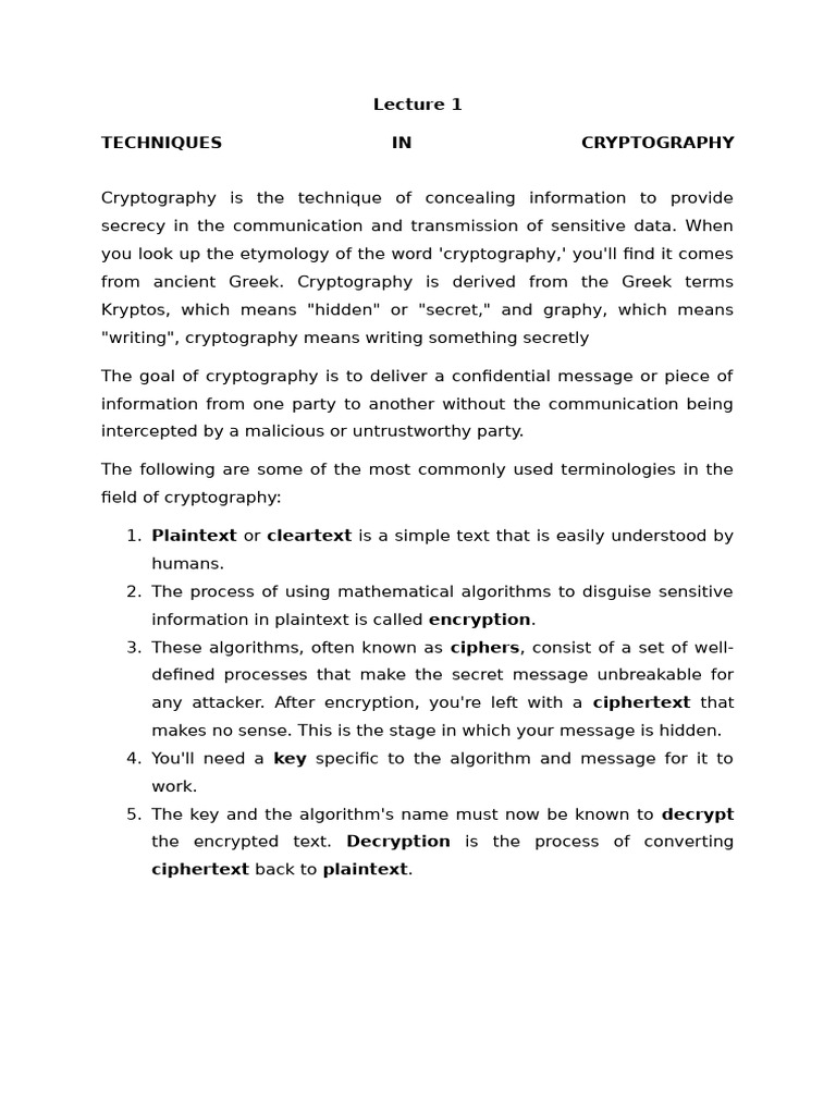 Introduction to Cryptography Techniques | PDF | Cryptography | Encryption