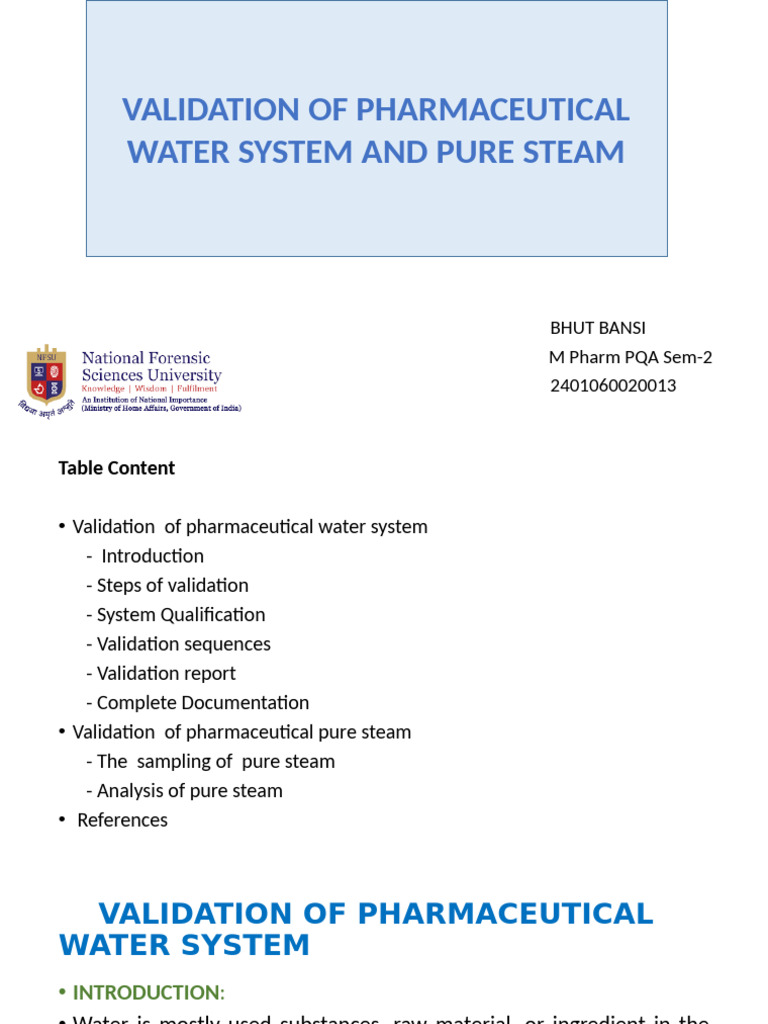 Validation of Pharmaceutical Water System and Pure Steam.. | PDF ...