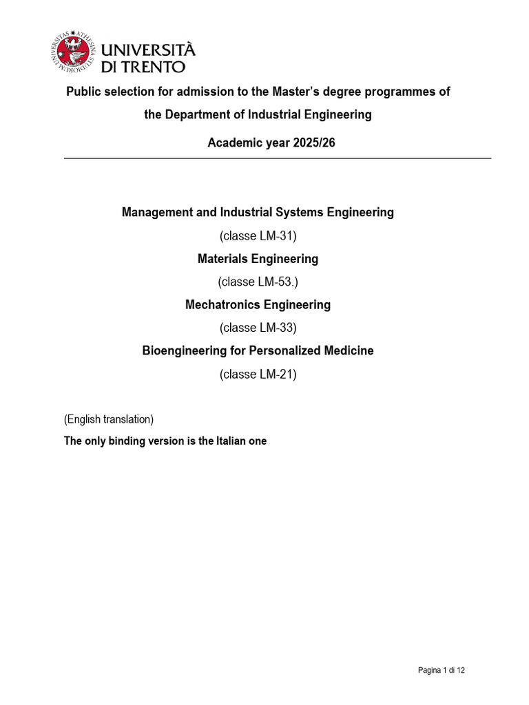 CALL LM DISI 2025_26 | PDF | Academic Degree | University And College ...