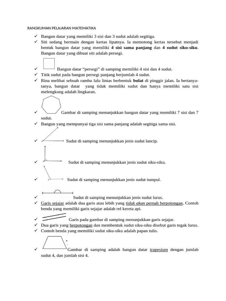 Rangkuman Pelajaran Matematika | PDF