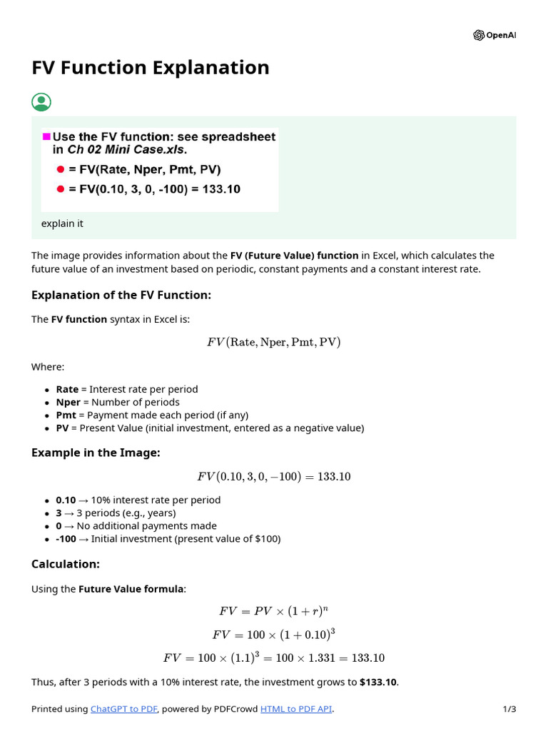 FV Function Explanation | PDF | Present Value | Interest
