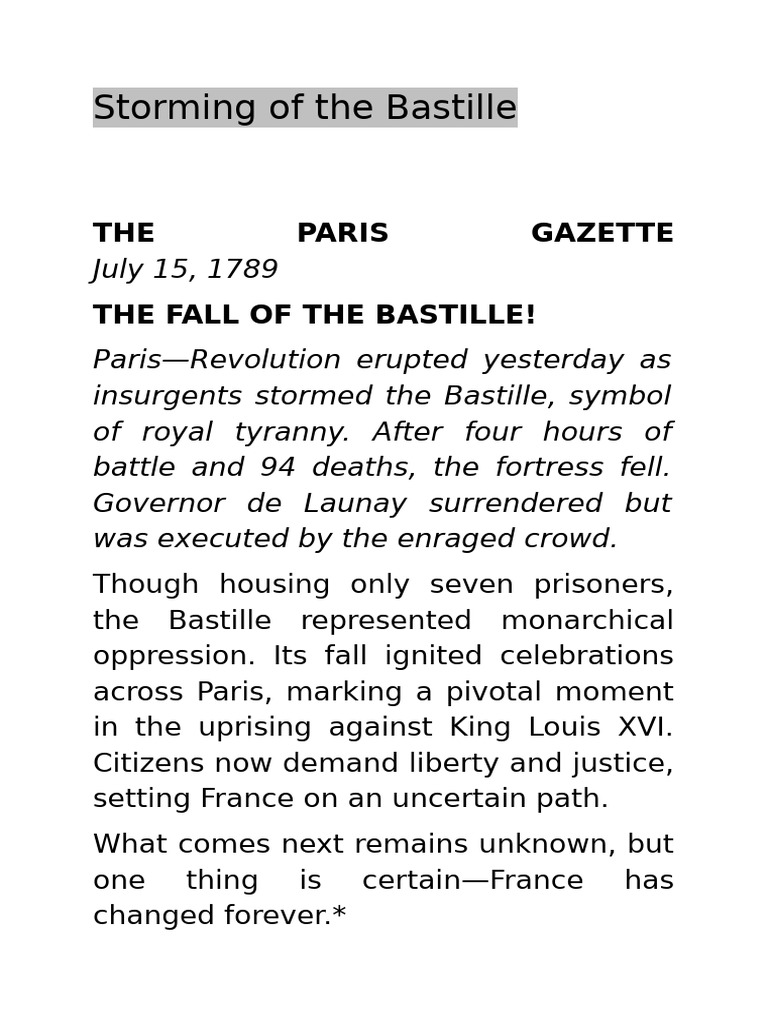 Storming of The Bastille | PDF
