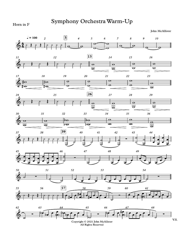 Symphony Orchestra Warm-Up - Horn in F | PDF