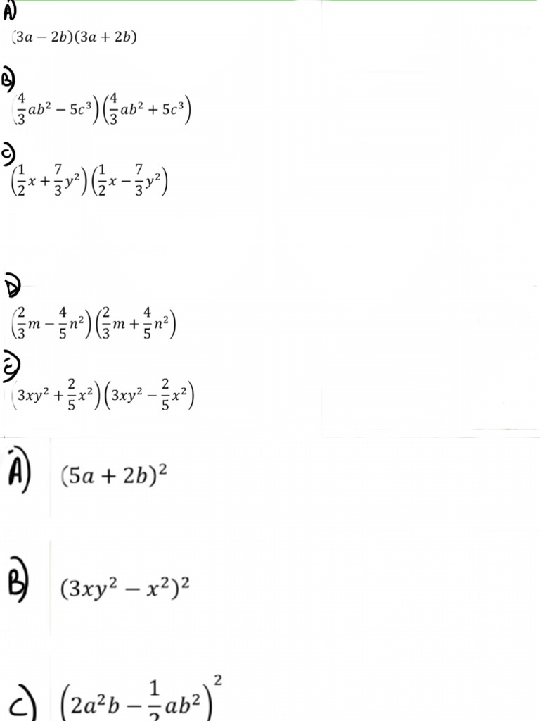 Compito Prodotti Notevoli 3A | PDF