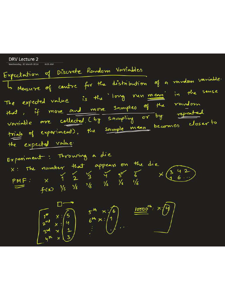 Expectation of DRV, Linearity of Expectation | PDF