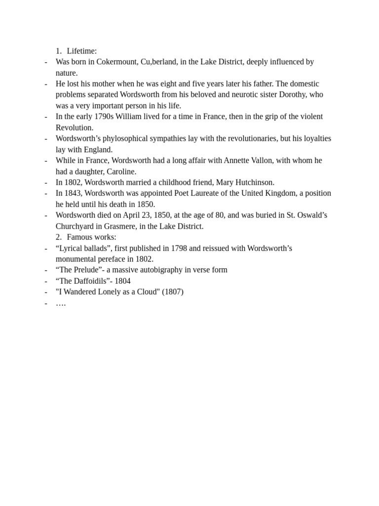 William Wordsworth life anf work | PDF