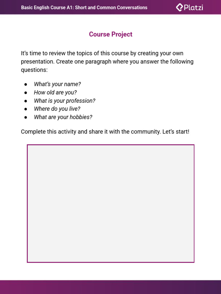 Proyecto - Curso de Inglés Básico A1: Conversaciones Cortas y Habituales | PDF