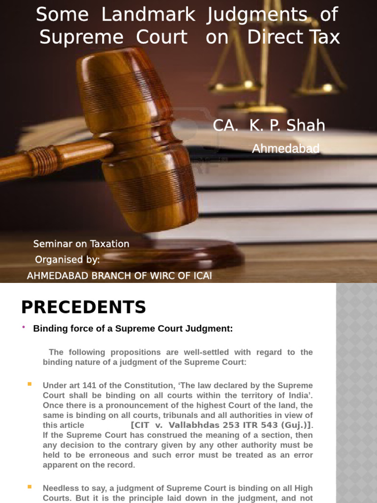 Some Landmark Judgements of Supreme Court On Direct Taxes | PDF ...