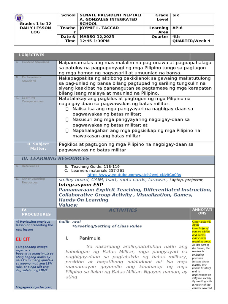 NEW Cot AP 6 4th Quarter Final | PDF
