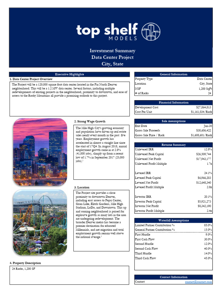 TSM Data Center Development Model Preview | PDF | Refinancing | Debt