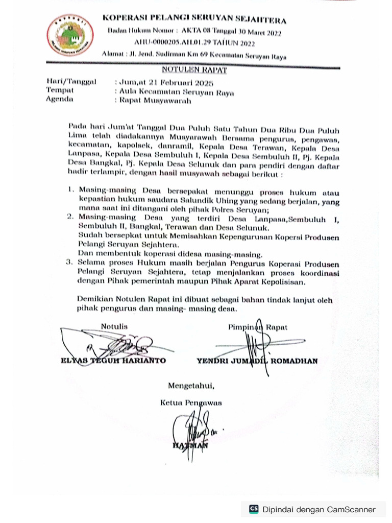 Notulen Rapat Koperasi PSS | PDF