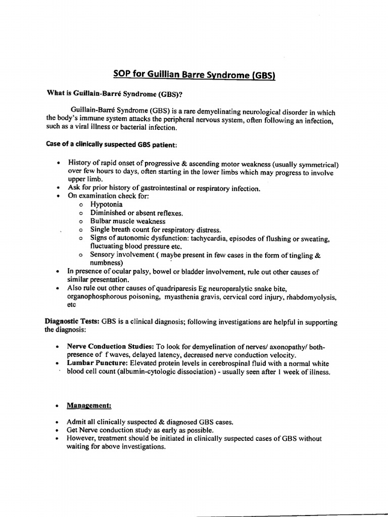 It's Guillian Barre Syndrome (GBS) | PDF | Physiology | Medical Specialties