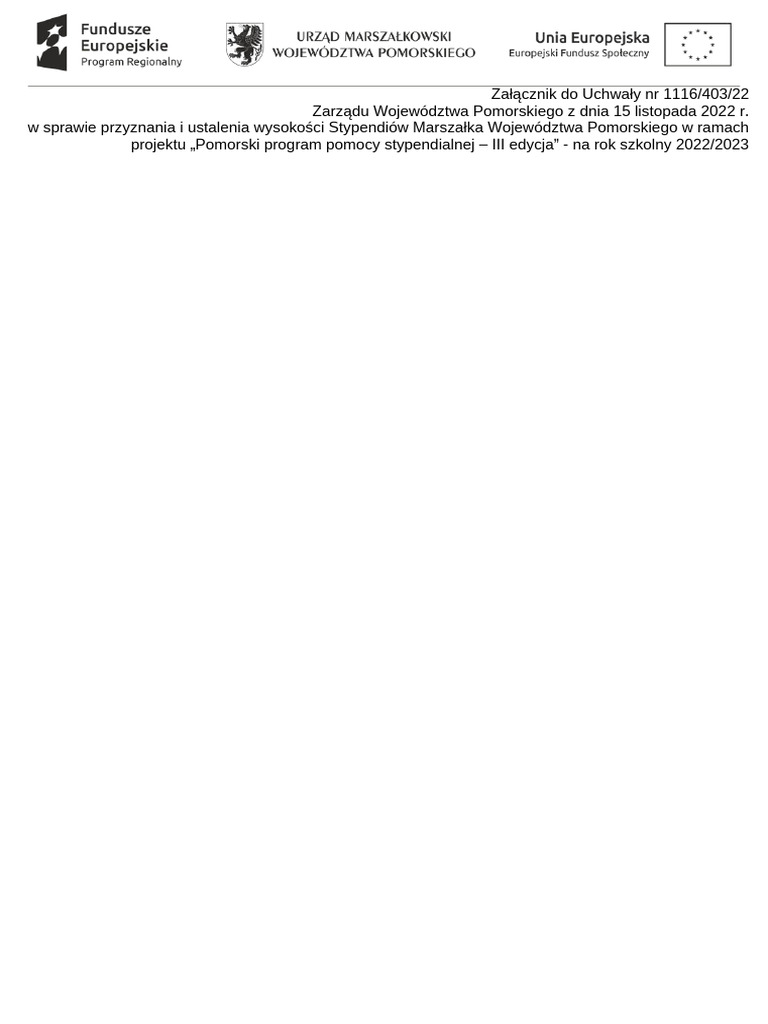 Zalacznik Do Uchwaly ZWP NR 1116 403 22 Na BIP | PDF
