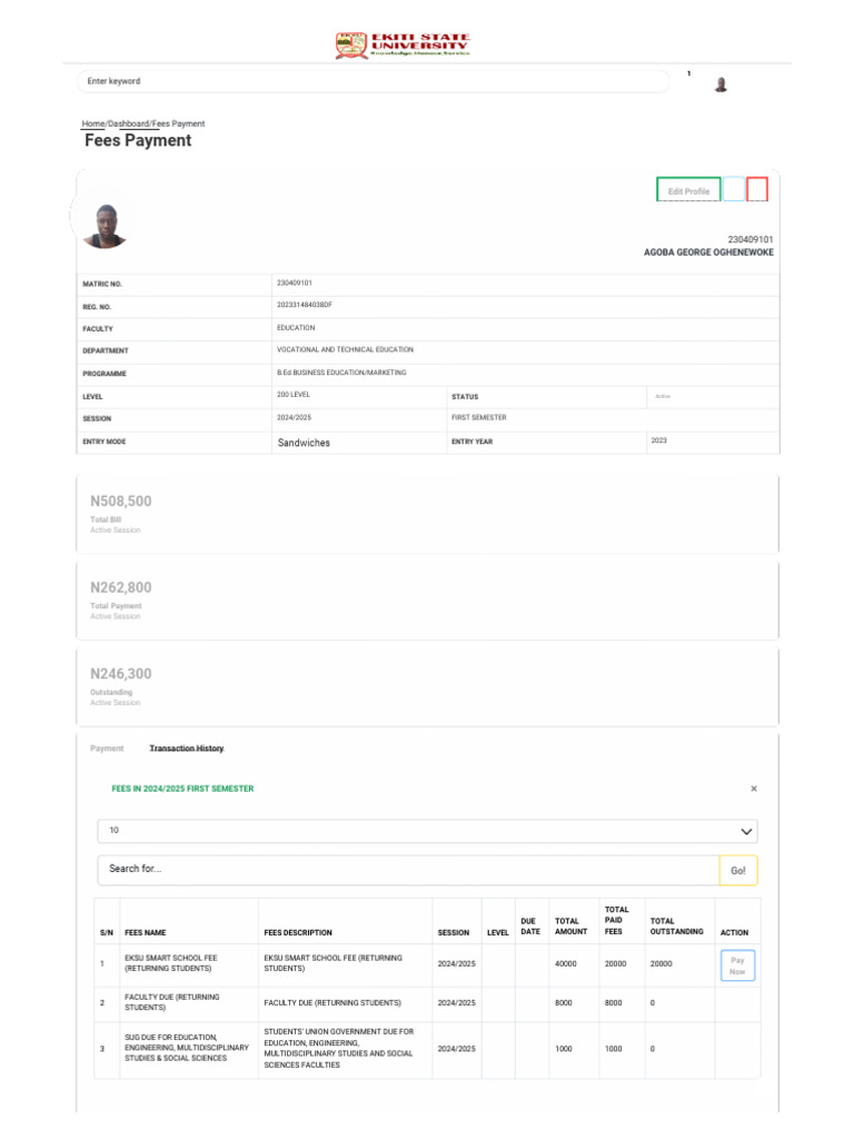 Fees Payment - EKITI STATE UNIVERSITY - PDF - 20250221 - 010506 - 0000 | PDF | Fee | Tuition ...