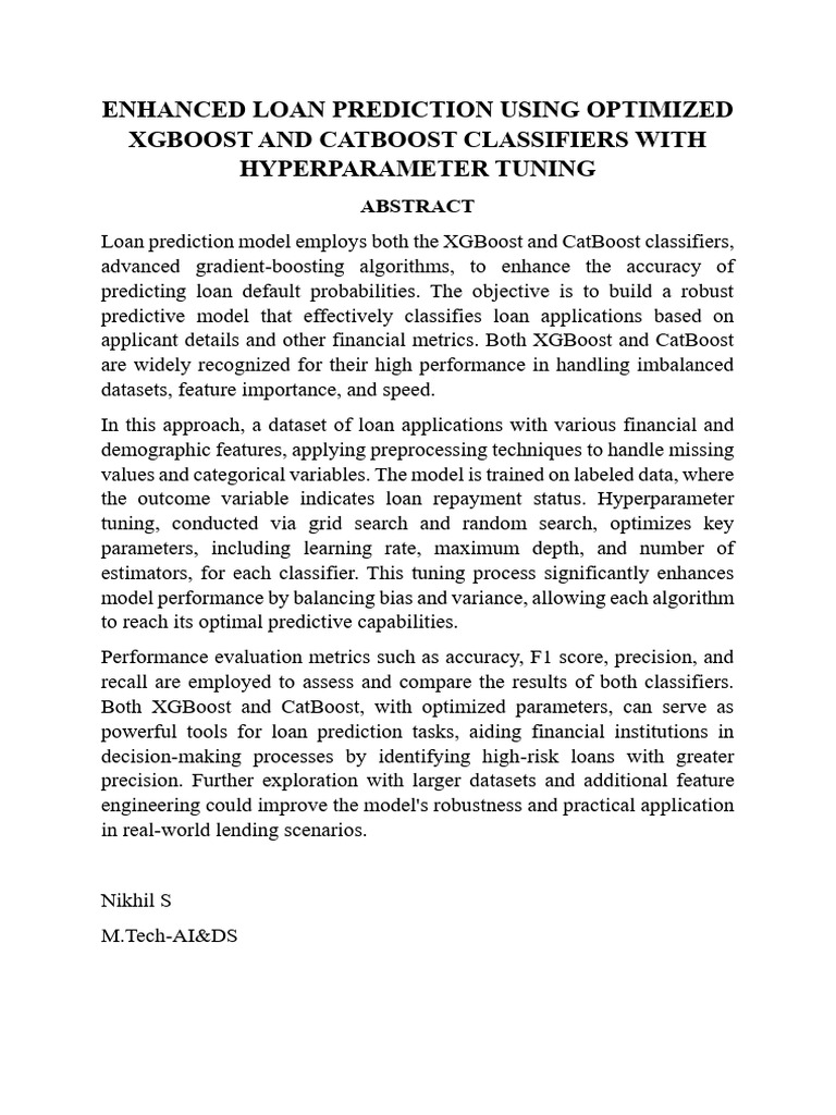 Enhanced Loan Prediction Using Optimized Xgboost and Catboost ...