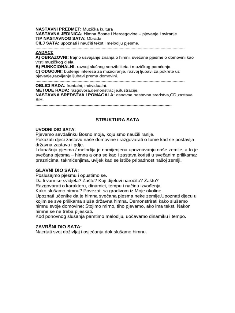 37 PiS - Himna Bosne I Hercegovine | PDF