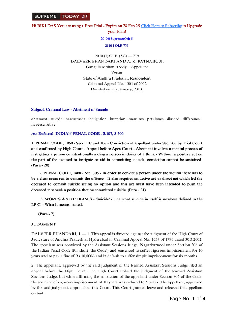 Gangula Mohan Reddy Vs State of Andhra Pradesh 2010 0 Supreme Ori 5 ...