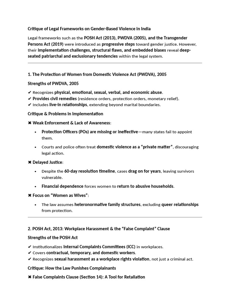 Critique of India's Gender Violence Laws | PDF | Woman | LGBTQIA+ Studies