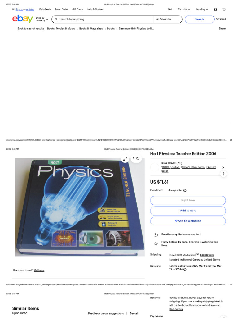 Holt Physics_ Teacher Edition 2006 9780030735493 _ eBay | PDF | E Bay ...