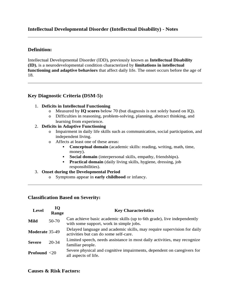 Intellectual Developmental Disorder | PDF | Intellectual Disability ...
