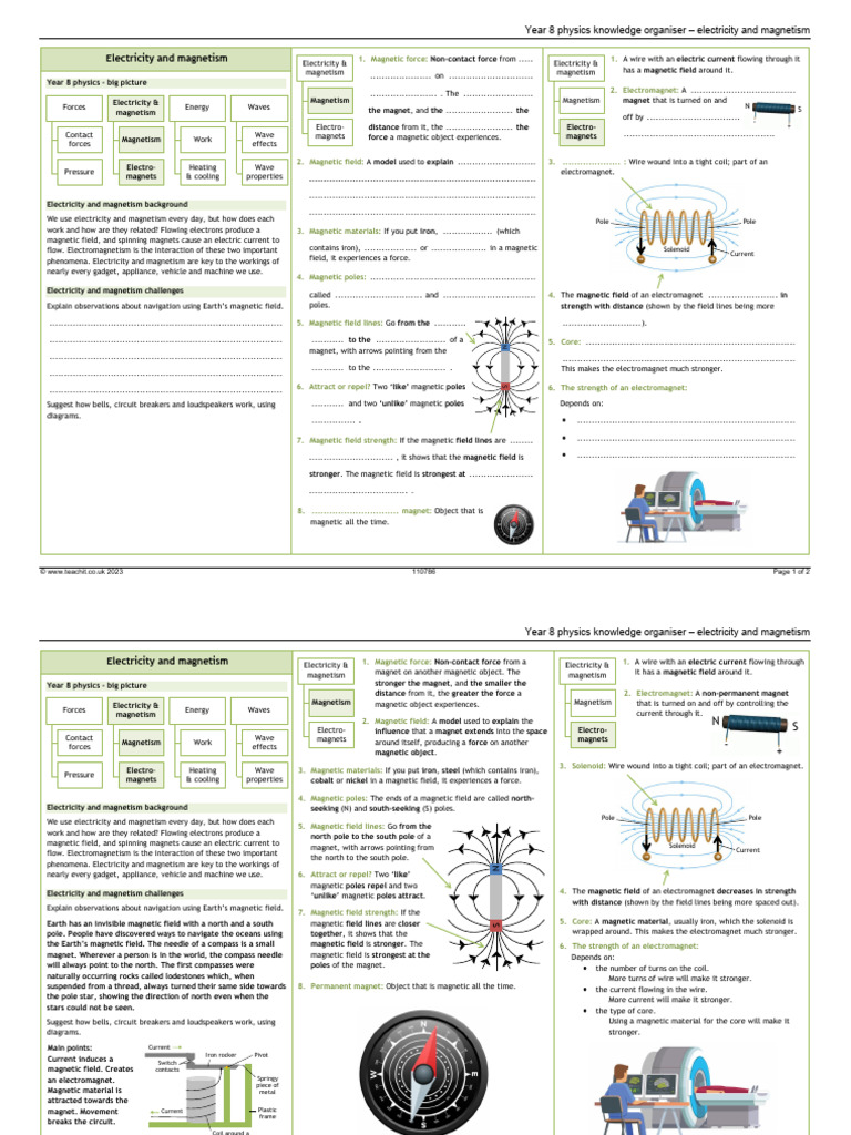Magnetism Worksheet 3 | PDF | Magnetism | Magnetic Field