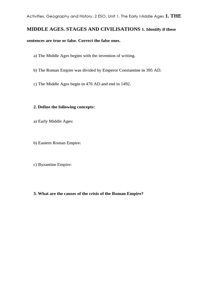 Activities Point 1 Unit 1 - 2 ESO | PDF