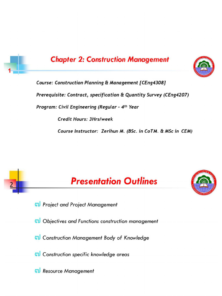 Chapter 2 Construction Management | PDF