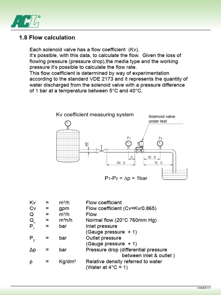 Solenoid Valve Flow Rate Calculation | PDF | Pressure | Density