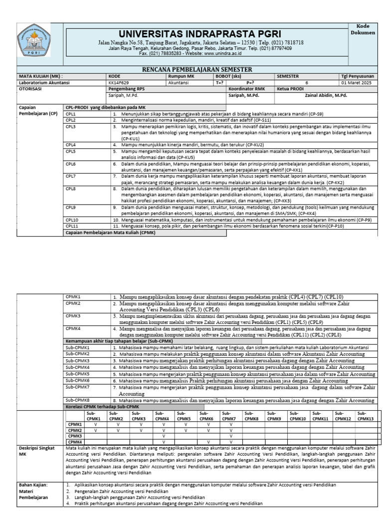 RPS Lab Akuntansi 2025 | PDF