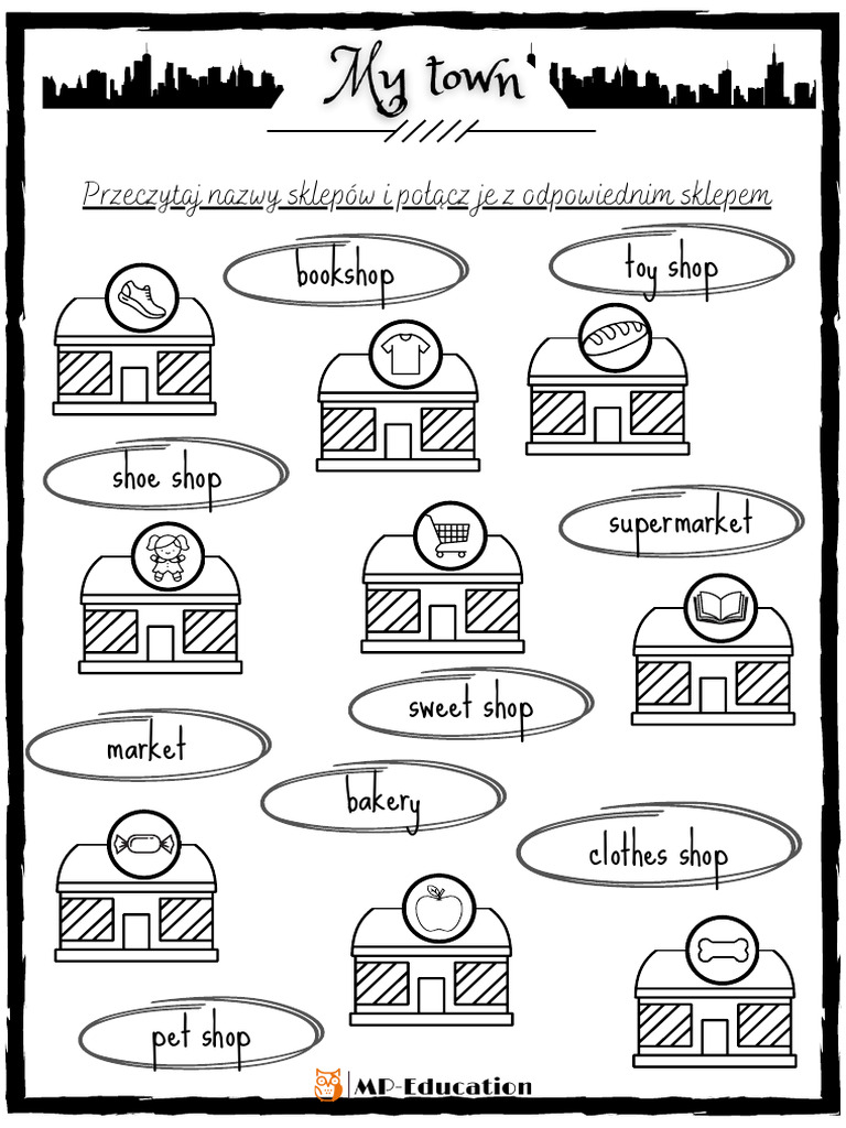 Shops and Places in A Town - Vocabulary | PDF