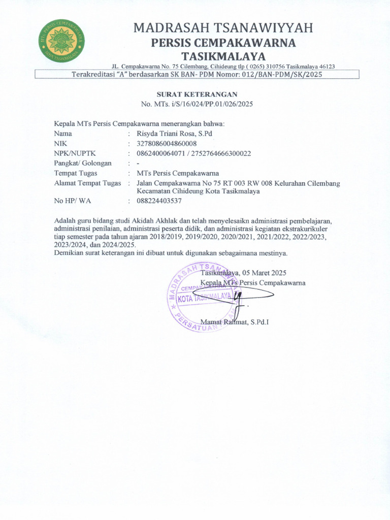 SURAT KETERANGAN PENGELOLAAN ADMINISTRASI | PDF