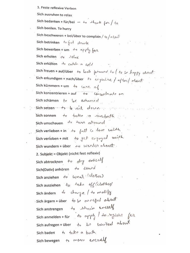 Reflexive Verb Deutsch b1 | PDF