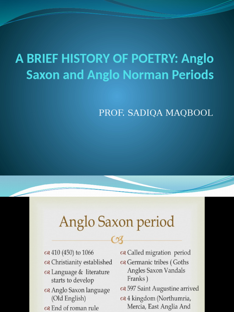 A Brief History of Poetry During Anglo Saxon and Anglo Norman Times (1 ...