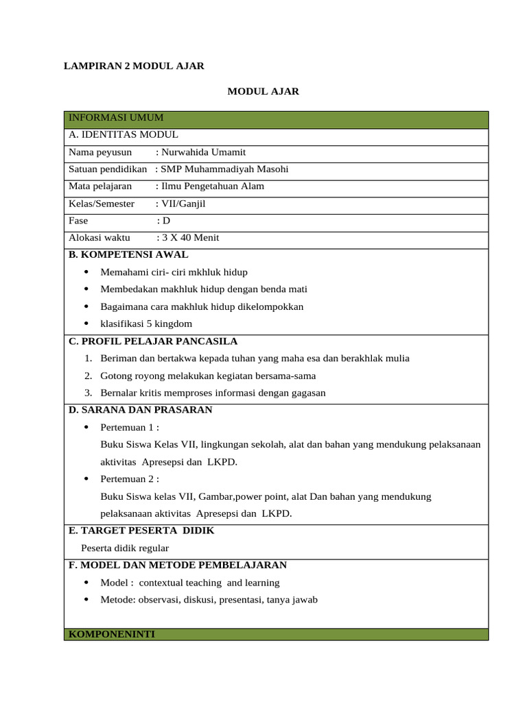 LAMPIRAN 2 MODUL AJAR | PDF