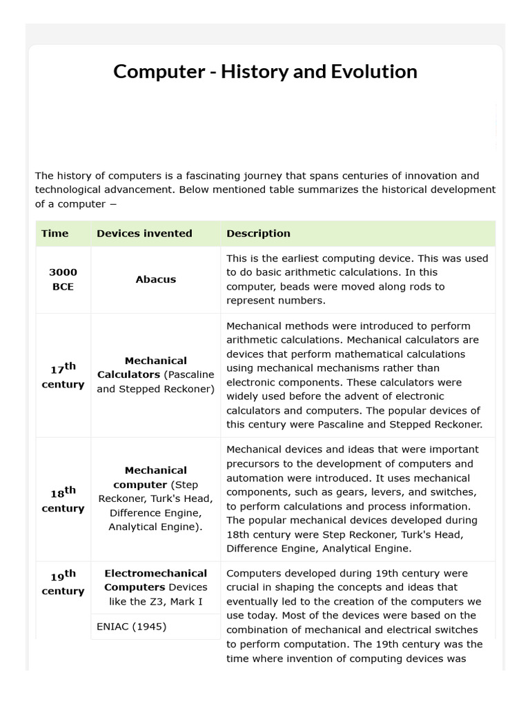 Evolution of Computer Technology | PDF | Computing | Artificial ...