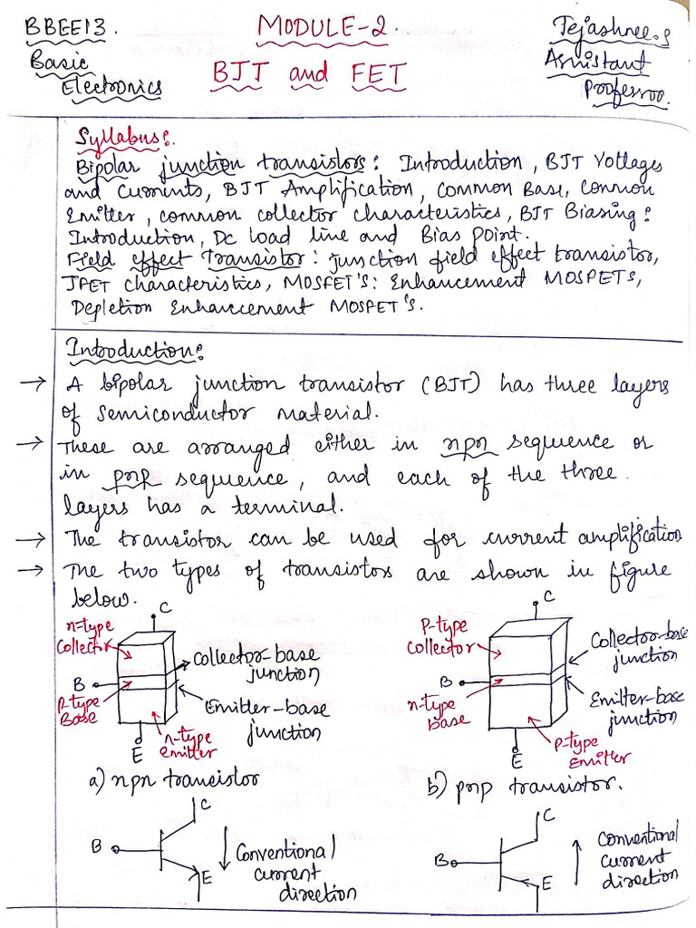 Module-2 (BJT) Bbee103 | PDF