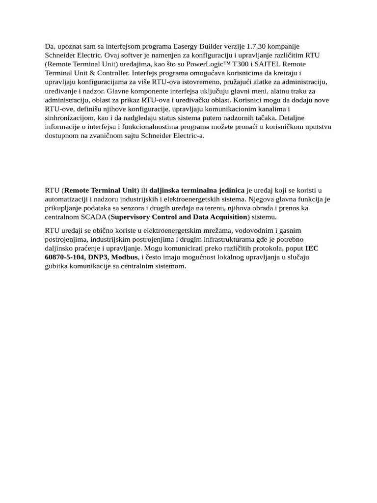 RTU - T300 Kratka Objasnjenja | PDF