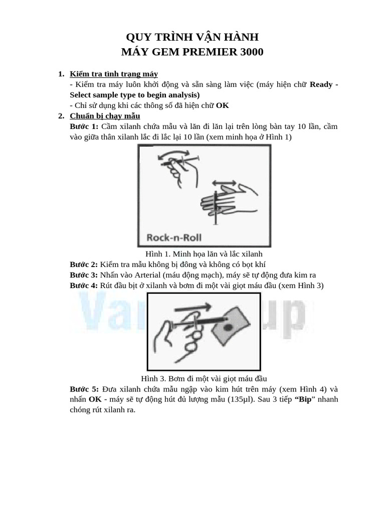 Gem 3000 Arterial Blood Gas Analyzer Operating Procedure | PDF