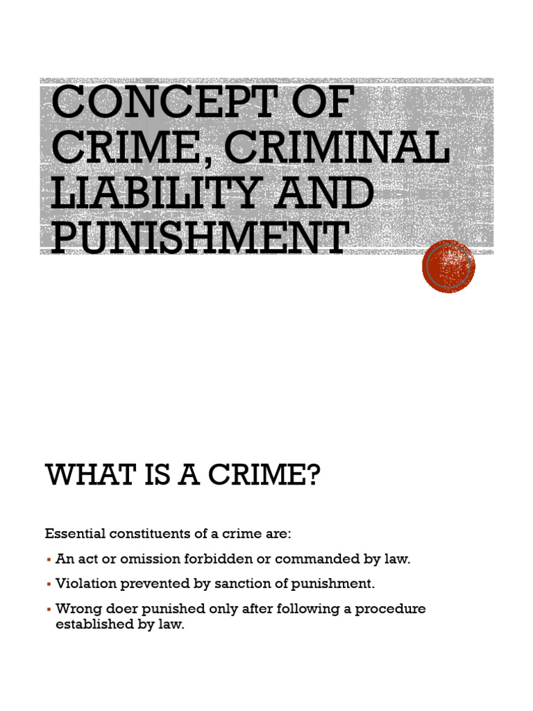 Concept and Introduction of Crime | PDF | Mens Rea | Element (Criminal Law)