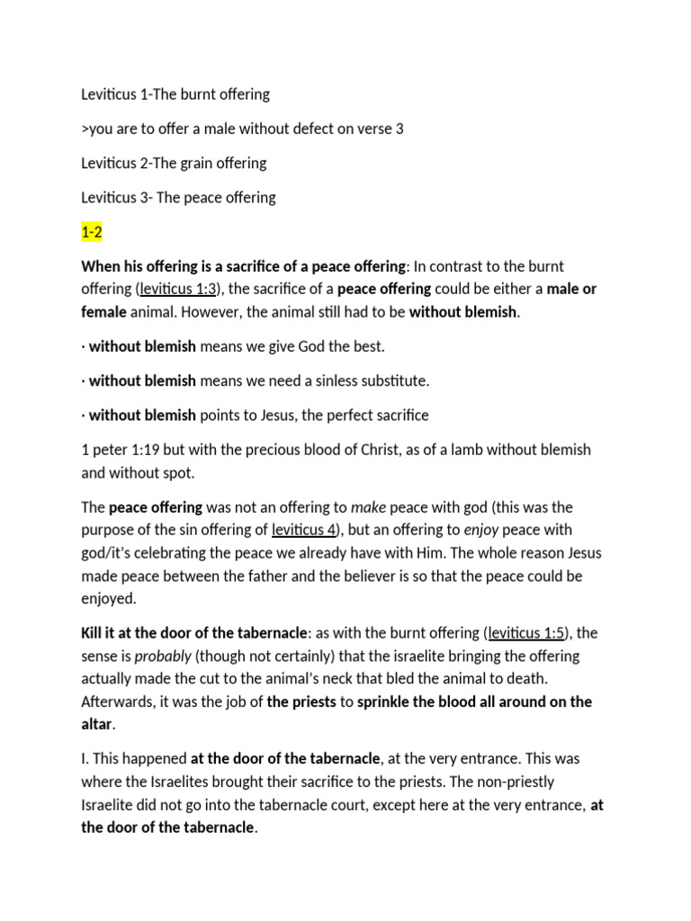Leviticus 3 for Print | PDF | Book Of Leviticus | Sacrifice