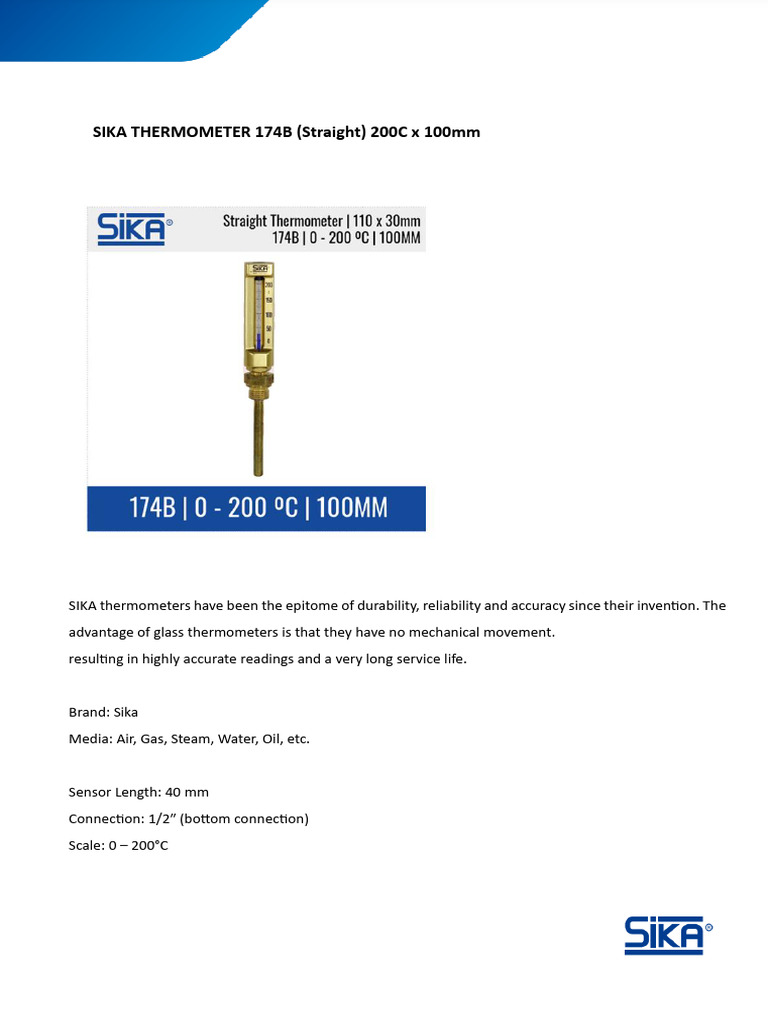 Sika 174B Thermometer Specifications | PDF