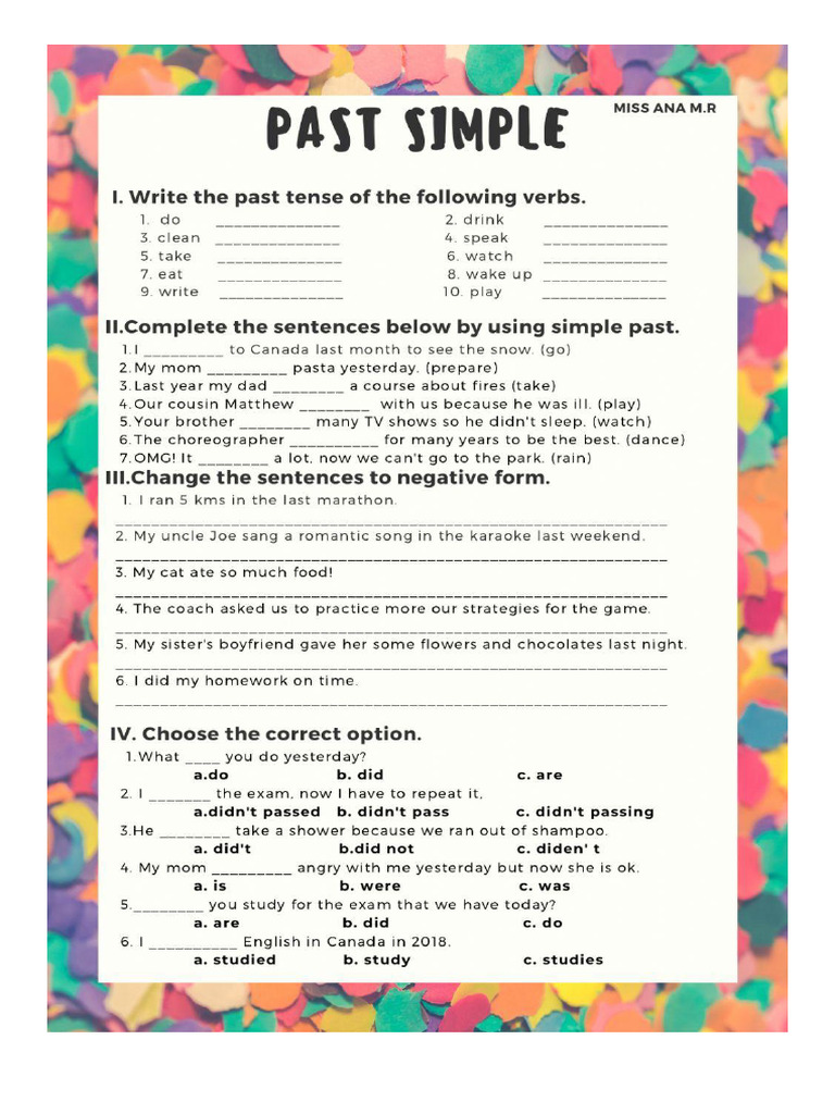 Past Simple Tense Exercises | PDF